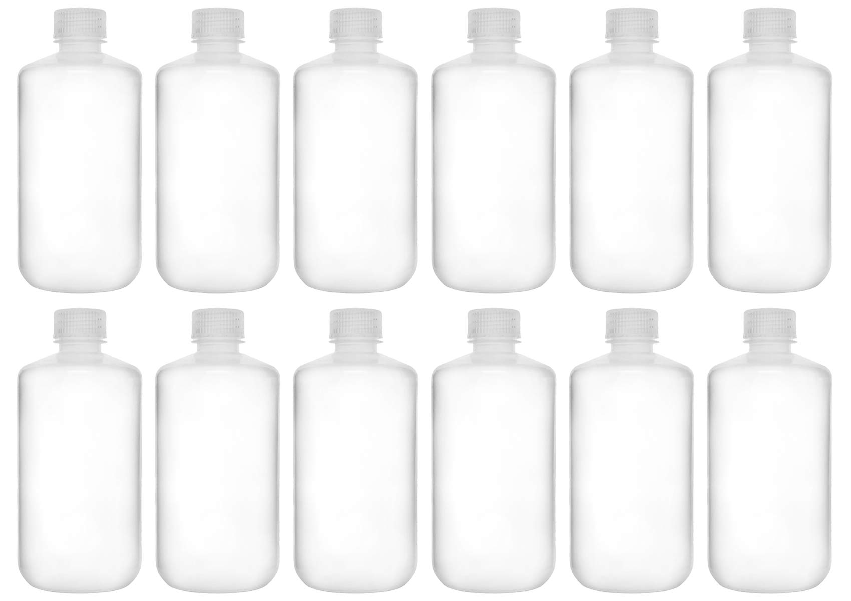 EISCO 12PK Reagent Bottles, 250ml - Narrow Mouth with Screw Cap - Polypropylene - Translucent Labs