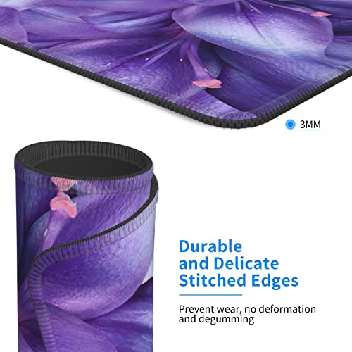 Purple Lily Flowers Printed Mouse Pad with Non-Slip Rubber Base Gaming Mouse Pad for Wireless Mouse Computers Laptop Office 10.2 x 8.3 in