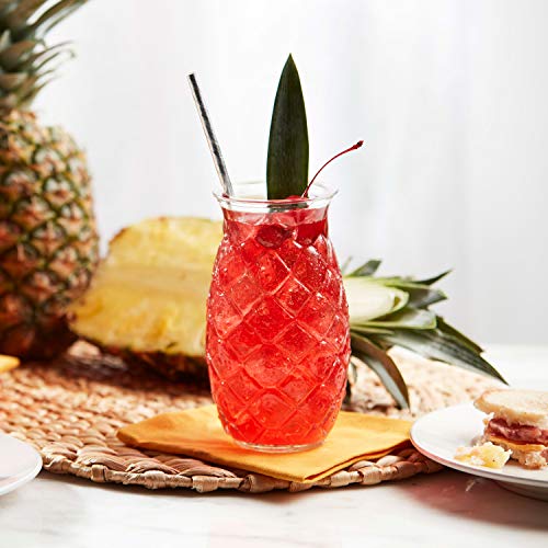 Libbey Tiki Pineapple Glasses, 17-ounce, Set of 4