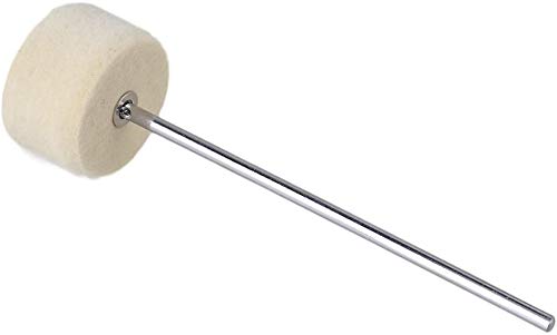 Jiayouy White Felt Bass Drum Beater Kick Drum Foot Pedal Beater Percussion Instrument Accessory Part Stainless Steel Shaft