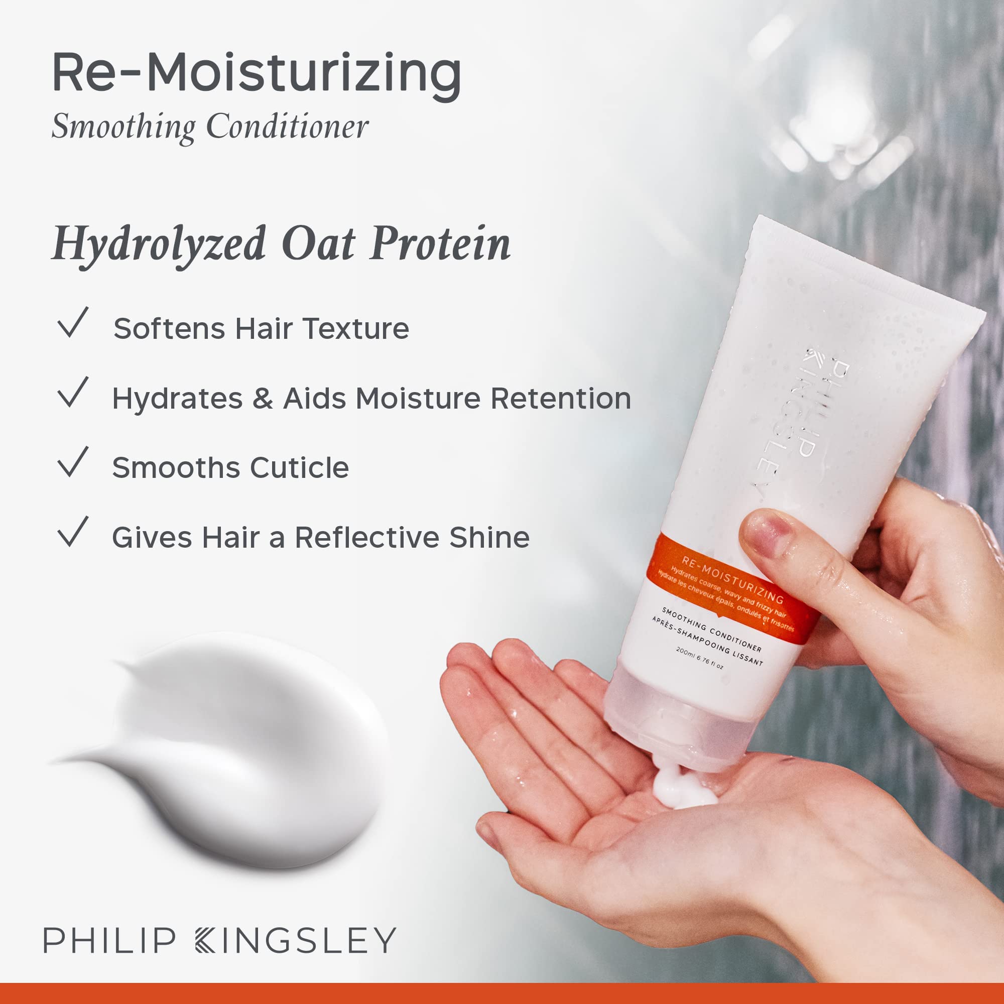 PHILIP KINGSLEY Re-Moisturizing Conditioner Smoothing for Curly, Frizzy, Wavy, Dry, Coarse Hair Hydrating Conditioner Taming, Hydrates, Tames, and Smooths, 2.5 oz