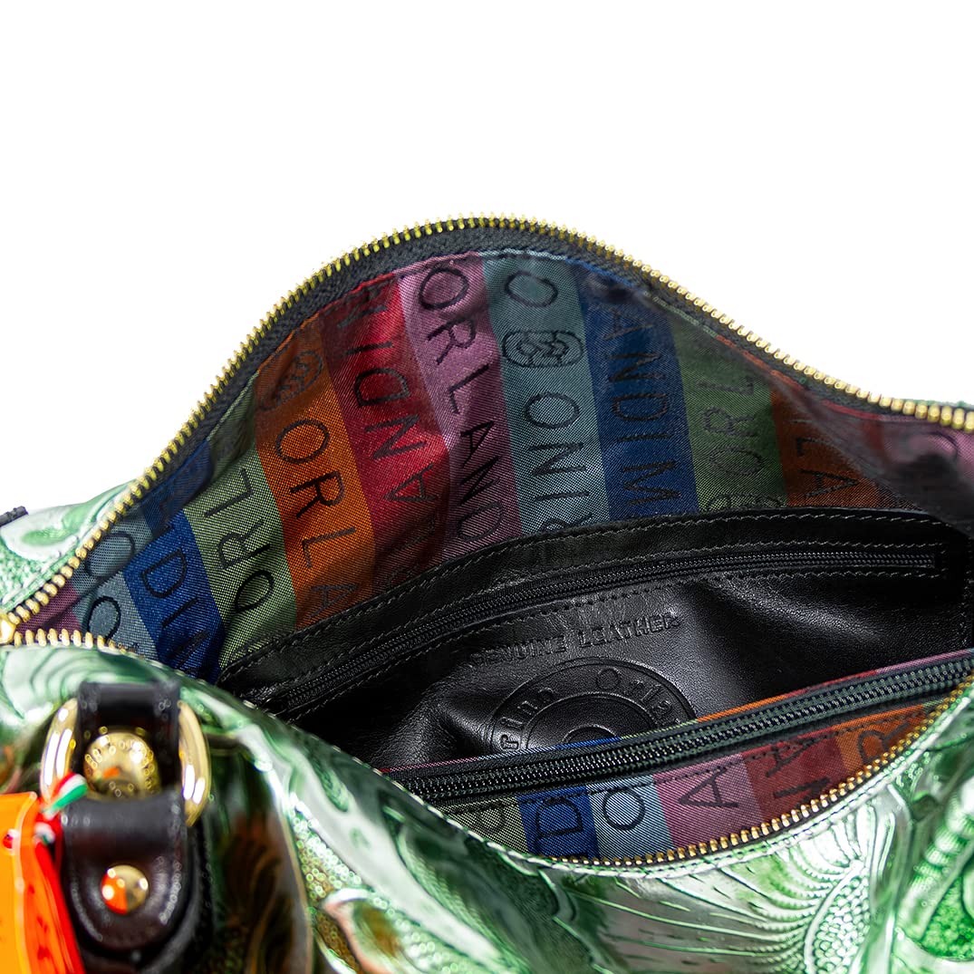 Marino Orlandi Leather Handbags Purses for Women Metallic Mint Julep Hobo Tote Purse Italian Designer Messenger Bag