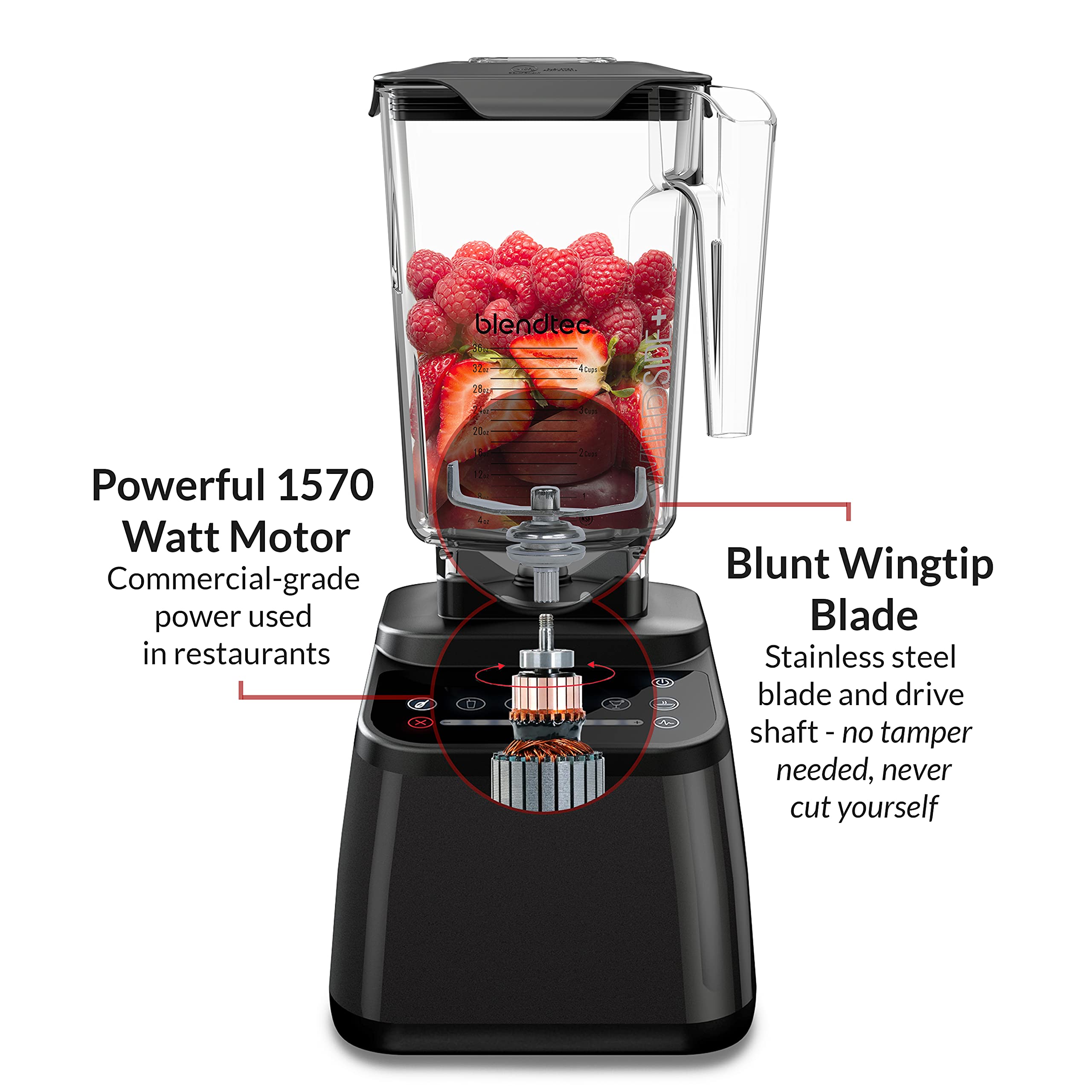 Blendtec Original Designer Series Blender and 90 Oz WildSide+ Jar - Kitchen Blender Bundle - Stainless Steel