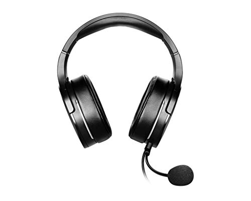 MSI Immerse GH20 Wired Gaming Headset, Adjustable Lightweight Design, Volume Inline Controls, Glasses-Friendly Ear Cups, 3.5mm Audio Jack, PC/Mac/PS4/Xbox, Black, large