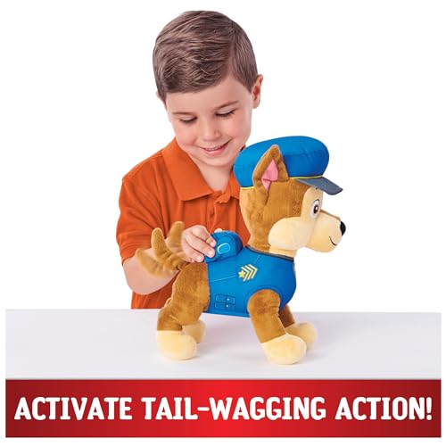 Paw Patrol, Talking Chase 12-Inch-Tall Interactive Plush Toys with Sounds, Phrases and Wagging Tail, Stuffed Animals, Kids Toys for Ages 3 and up