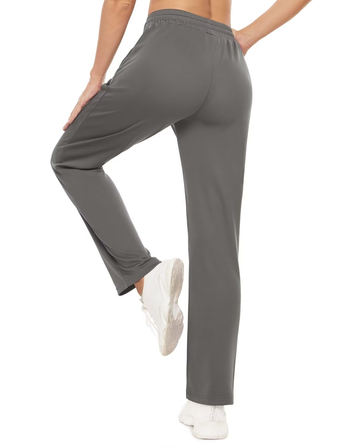 Boladeci Womens Lightweight Breathable 3D Mesh Sweatpants with Zipper Pockets Elastic Waist Drawstring Quick Dry Comfy Open Bottom Running Workout Gym Athletic Track Pants Black Size M