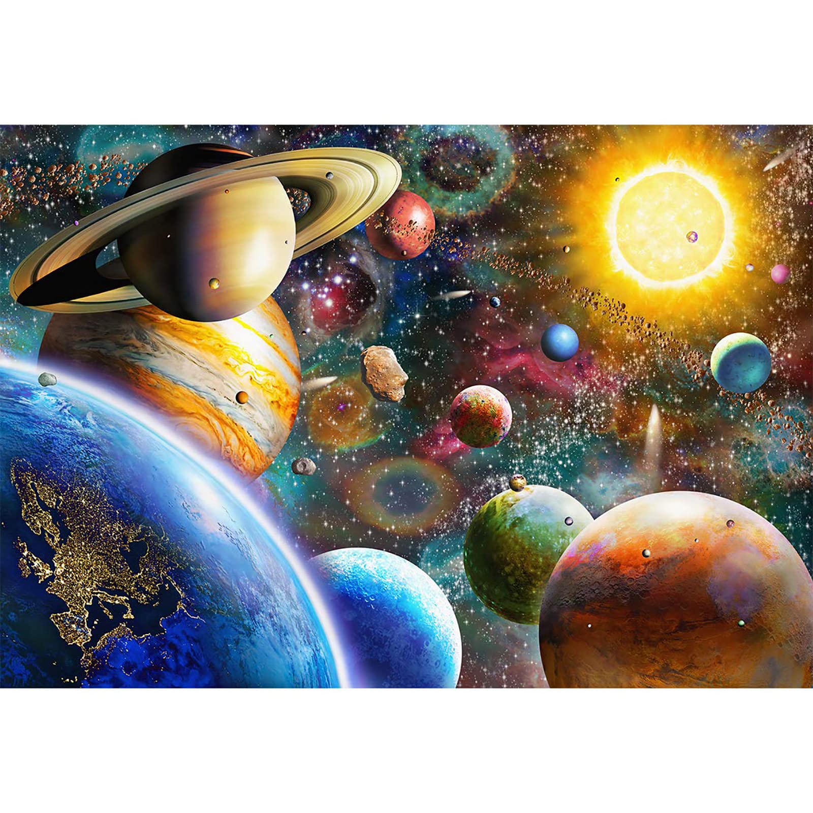 Jigsaw Puzzles 2-Pack 1000 Pieces, for Adults Families (Rose Town & Space Traveler) Pieces Fit Together Perfectly