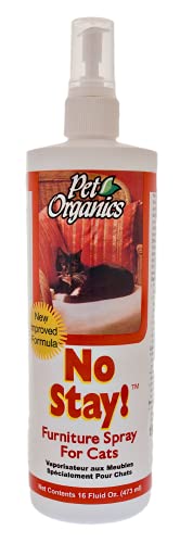 NaturVet Pet Organics No Stay Spray Pet Training Spray for Cats – Helps Deters Cats From Furniture, Rugs, Fabrics – Includes Herbs, Plants, Essential Oils as Deterrent – 16 Oz.