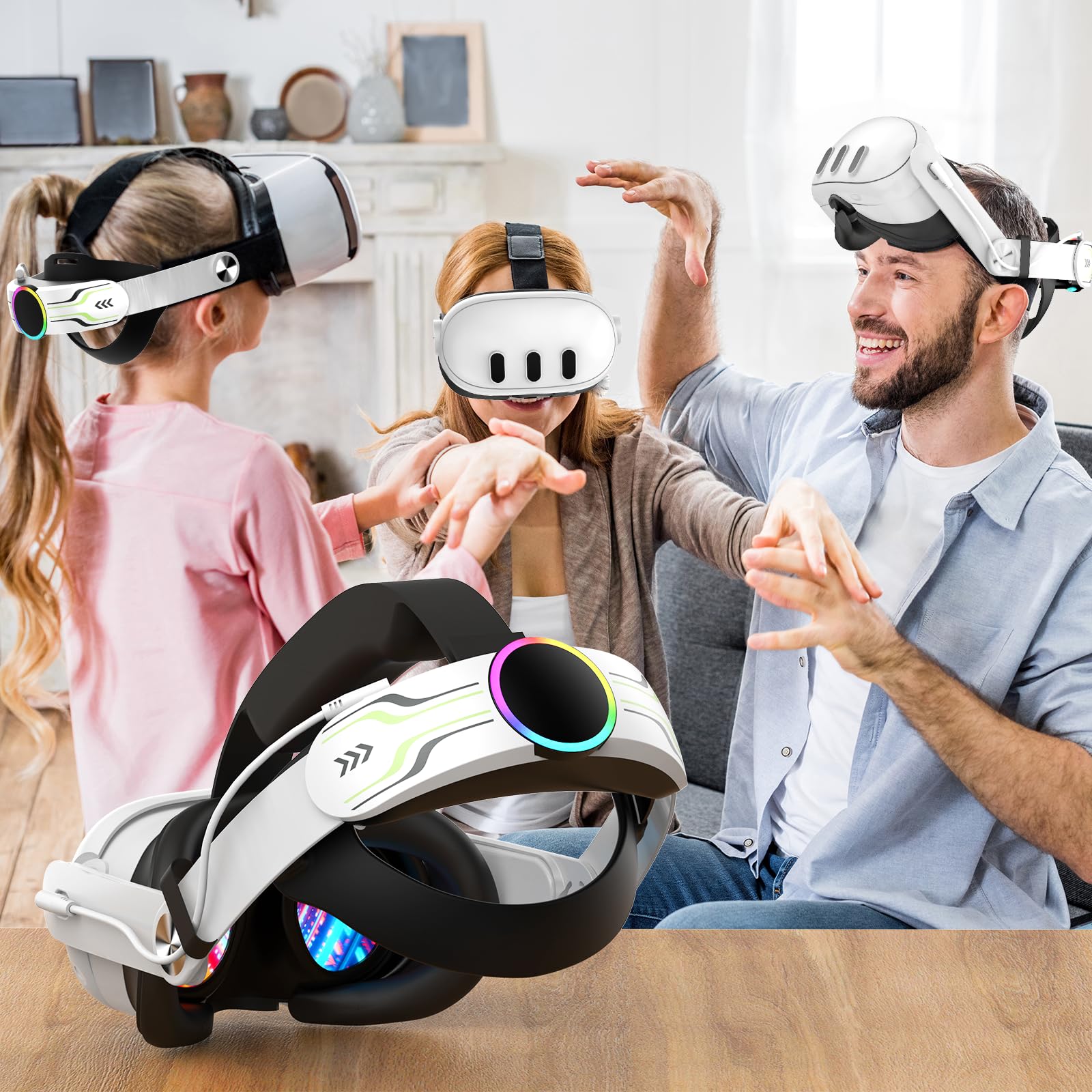 Bioherm Head Strap Compatible for Oculus/Meta Quest 2, Adjustable Headstrap to Enhanced Comfort for VR Headset, VR Accessories Reduce Face and Head Pressure