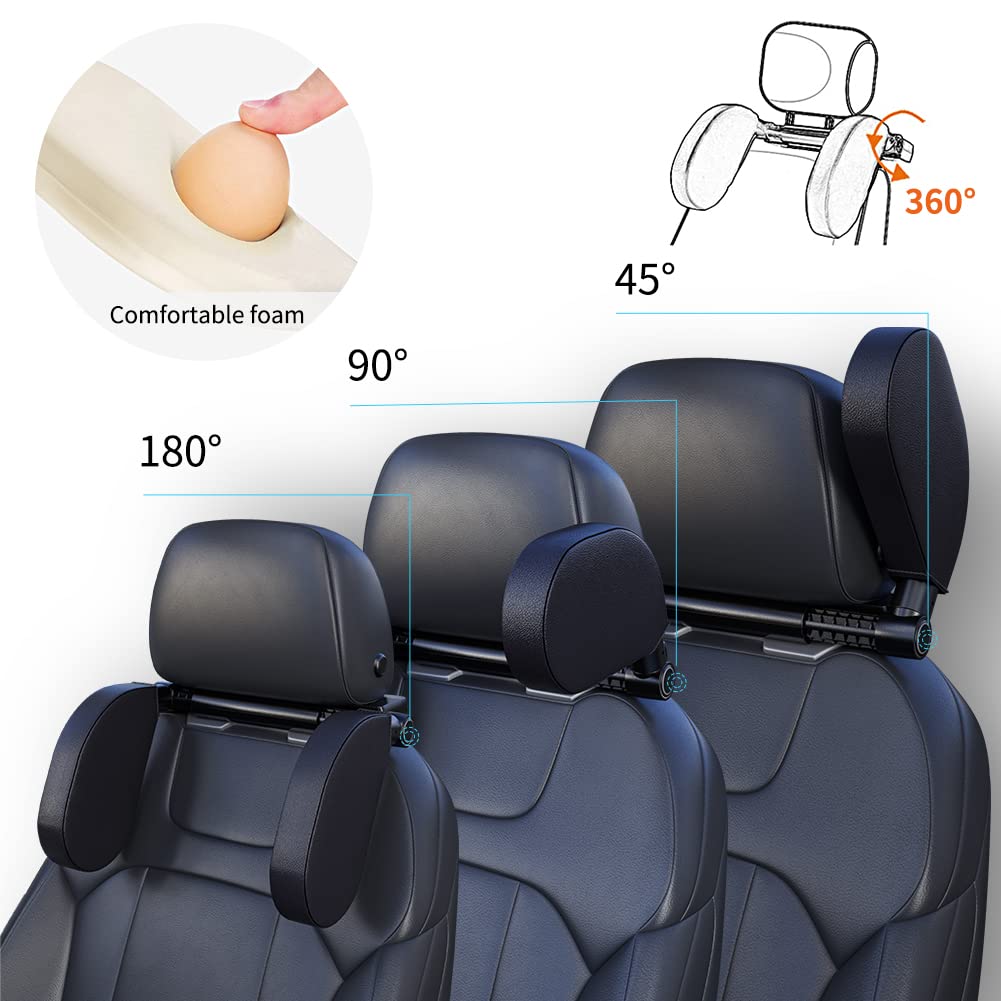 Car seat headrest Head and Neck Support Sleep Travel seat Pillow Side Sleeper Neck Pillow 360 ° Adjustable U-Shaped Memory Foam Neck Pillow Side Sleeper Pillow for Children Adults Black