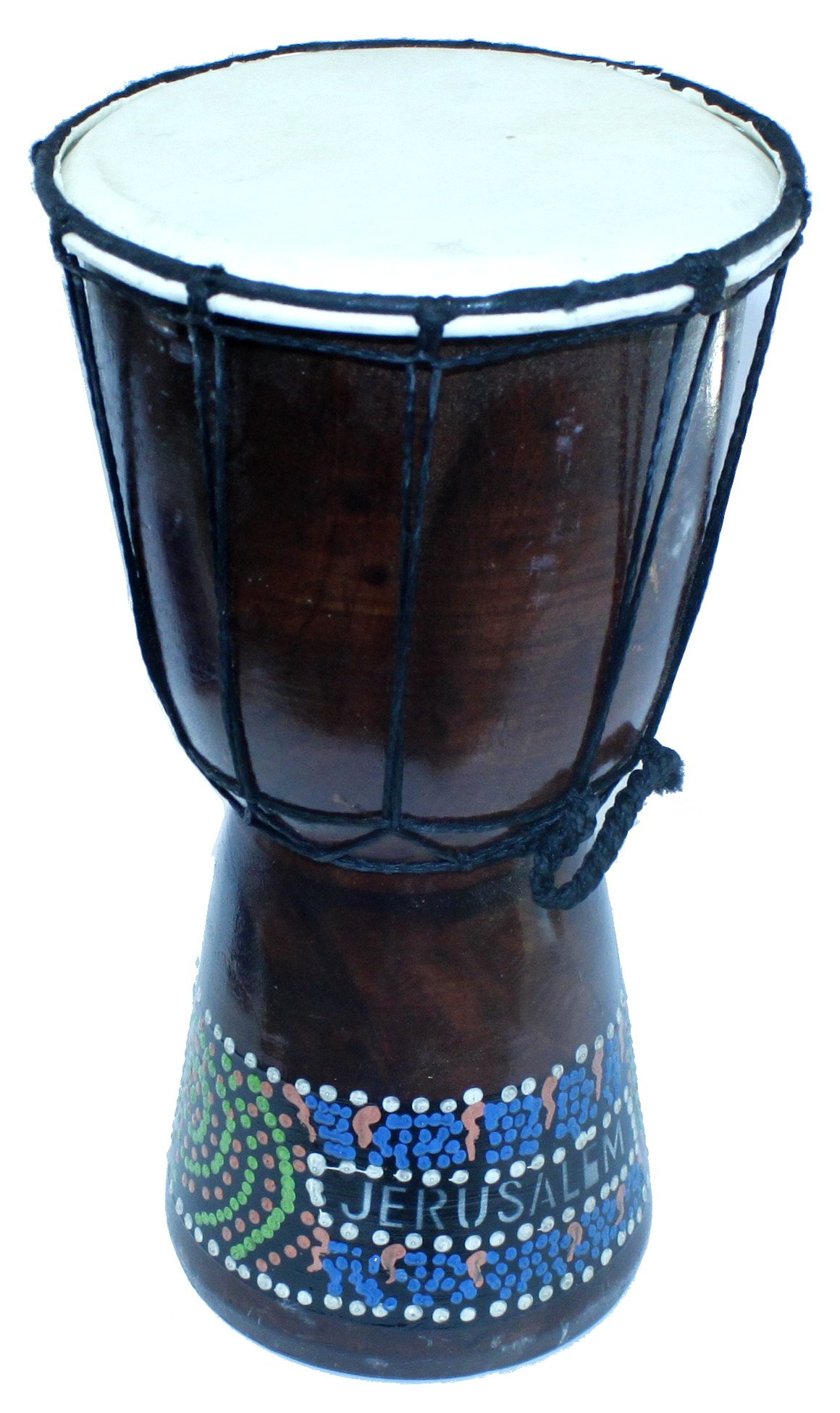 Holy Land Market Djembe or Jembe Drum With nature and Animals carving from Jerusalem - Medium size (25 cm or 10 Inches high)