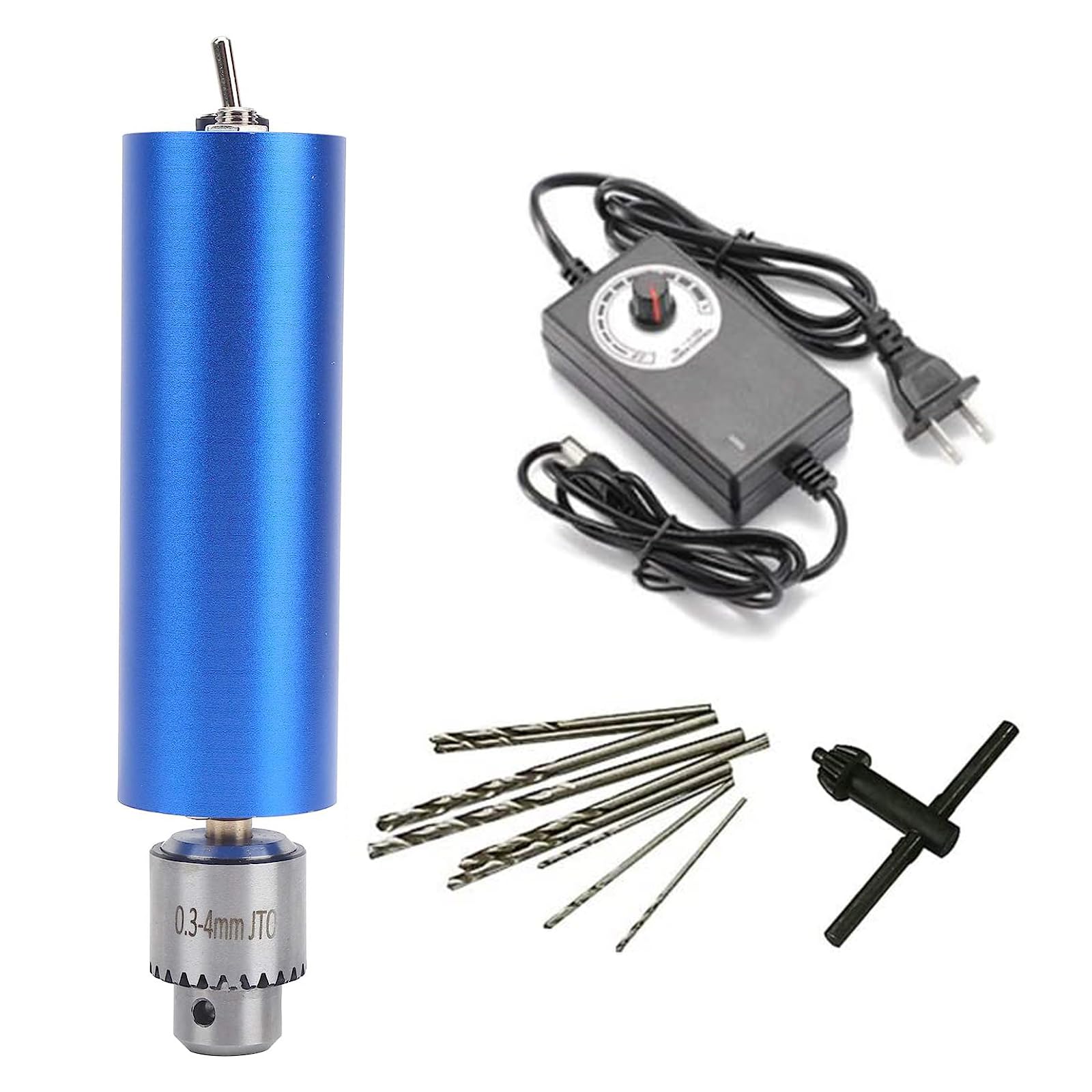 Deruilong 0.3-4mm Micro Electric Hand Drill Aluminium Portable Handheld Drill,Speed Control Adjustment, Hole Punch Rotary Tool DIY Kit with 10pcs Micro Drill Bits