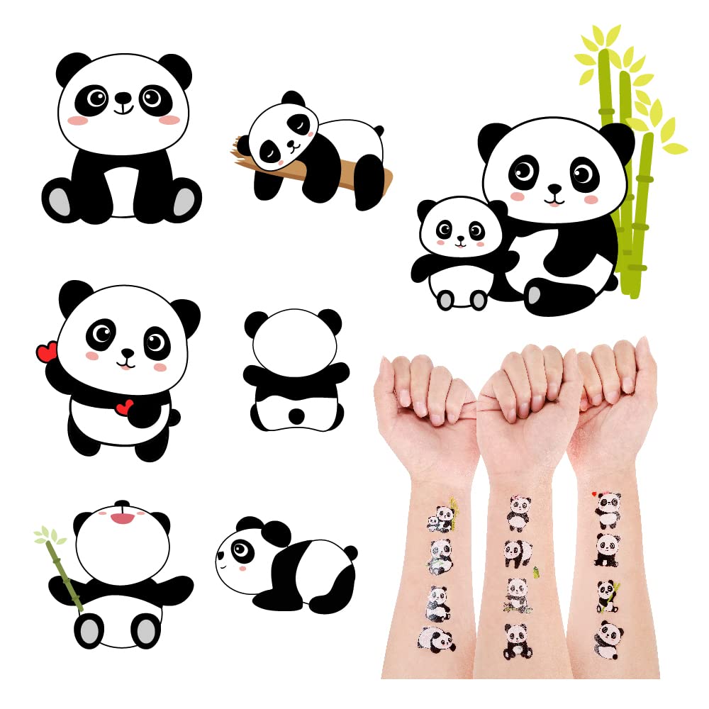Birthday Decorations Panda Party Favors, 24 Sheets Panda Temporary Tattoos,