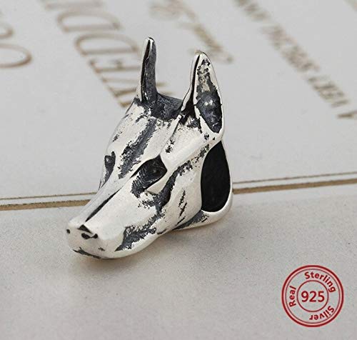 Bolenvi German Shepard Dog Head 925 Sterling Silver Charm Bead Pendant for Pandora & Similar Charm Bracelets or Necklaces