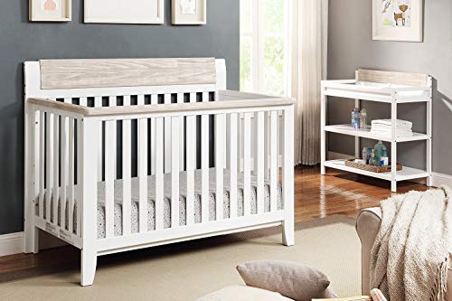 Suite Bebe Hayes 4 in 1 Convertible Crib, White and Wire Brushed Wood