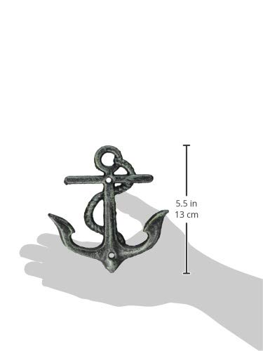 Nautical Sea Anchors Heavy Duty Wall Hooks - Set of 3 - Antique Weathered Verdigris Green Finish