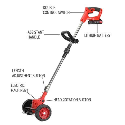 Electric Lawn Mower Grass Trimmer 24V 800W Full Functional Cordless String Trimmer Telescopic Rod D-Shaped Handle Weed Wacker Trimmer 20000 RPM Multi-Purpose Lightweight Bush Cutter for Garden Lawn