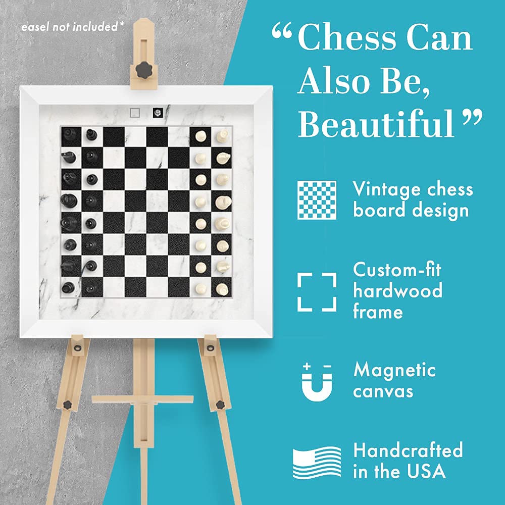 Home Magnetics Magnetic Wall Chess Set - Wall Mounted Chess Board Game - Framed Wooden Chess Set with Magnetic Chess Pieces (Black)