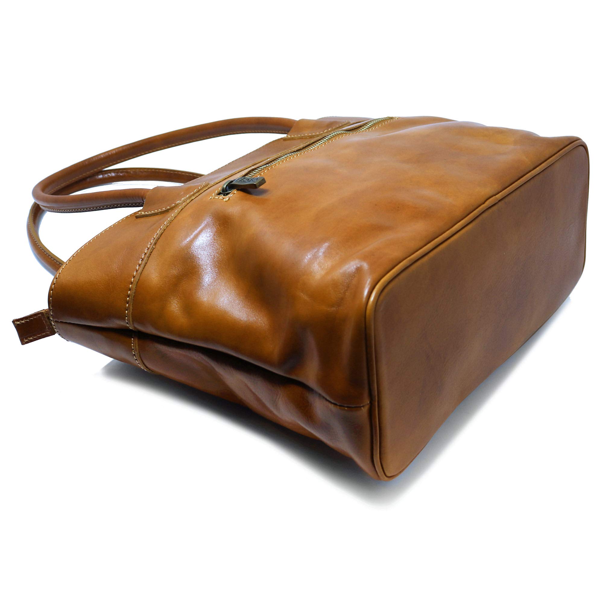 Floto Napoli Italian Leather Women's Shoulder Bag Handbag Purse (Olive Honey Brown)