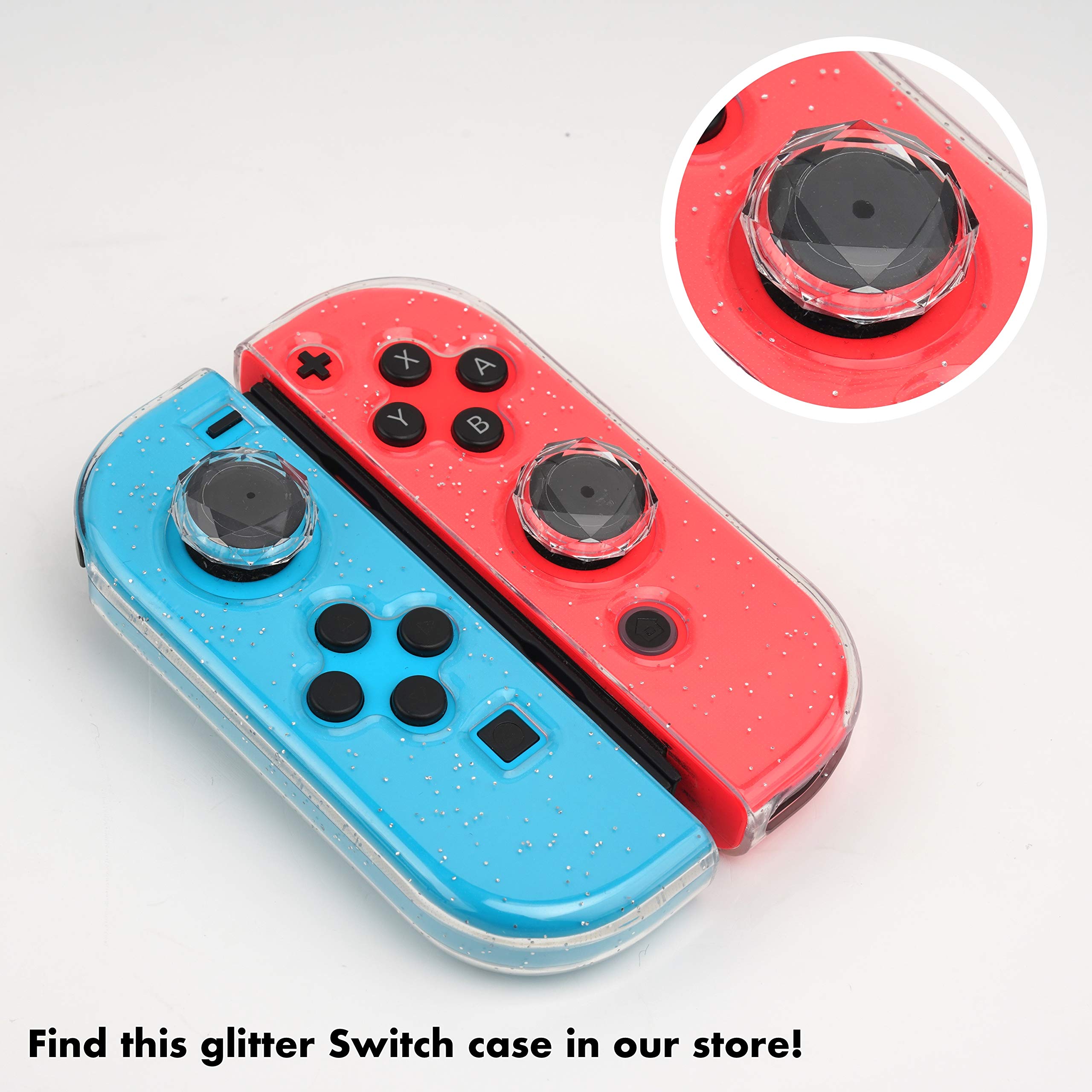 BelugaDesign Clear Crystal Thumb Grips | Compatible with Nintendo Switch Standard Lite OLED | Glitter Transparent Button Cap Joystick Cover for Joy-Con | Pack of 2 (Clear Crystal)