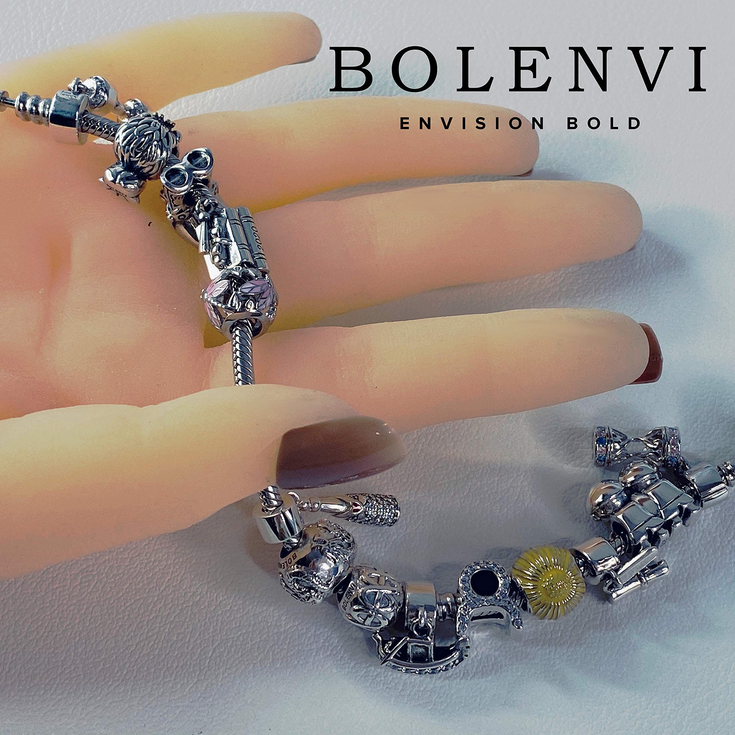 BOLENVI Tinkerbell Fairy Green Swarovski Crystals 925 Sterling Silver Dangle Pendant Charm Bead For Pandora & Similar Charm Bracelets or Necklaces