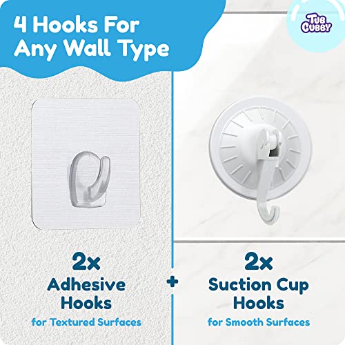 Original Tub Cubby Bath Toy Storage - Hanging Bath Toy Holder, with Suction & Adhesive Hooks, 14"x20" Mesh Net Shower Caddy for Kids Bathroom Decor, Bedroom & Car Toy Organizer - Bonus Rubber Duck & Hooks