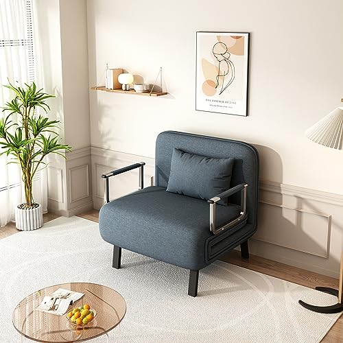 Haplized Convertible Chair Bed, Tri-Fold Sofa Bed with Adjustable Backrest & Pillow, Leisure Chaise Lounge Couch with Sturdy Steel Frame for Home & Office, Comfortable Sleeper Chair (31.5")