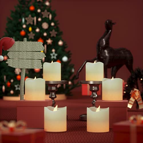 Fmix 6Pcs Flameless Candles, 2"×1.8" LED Candles Warm White Battery Operated Candles Tea Lights Candles, Realistic Twinkle Battery Candles, Electric Candles for Valentine Christmas Wedding