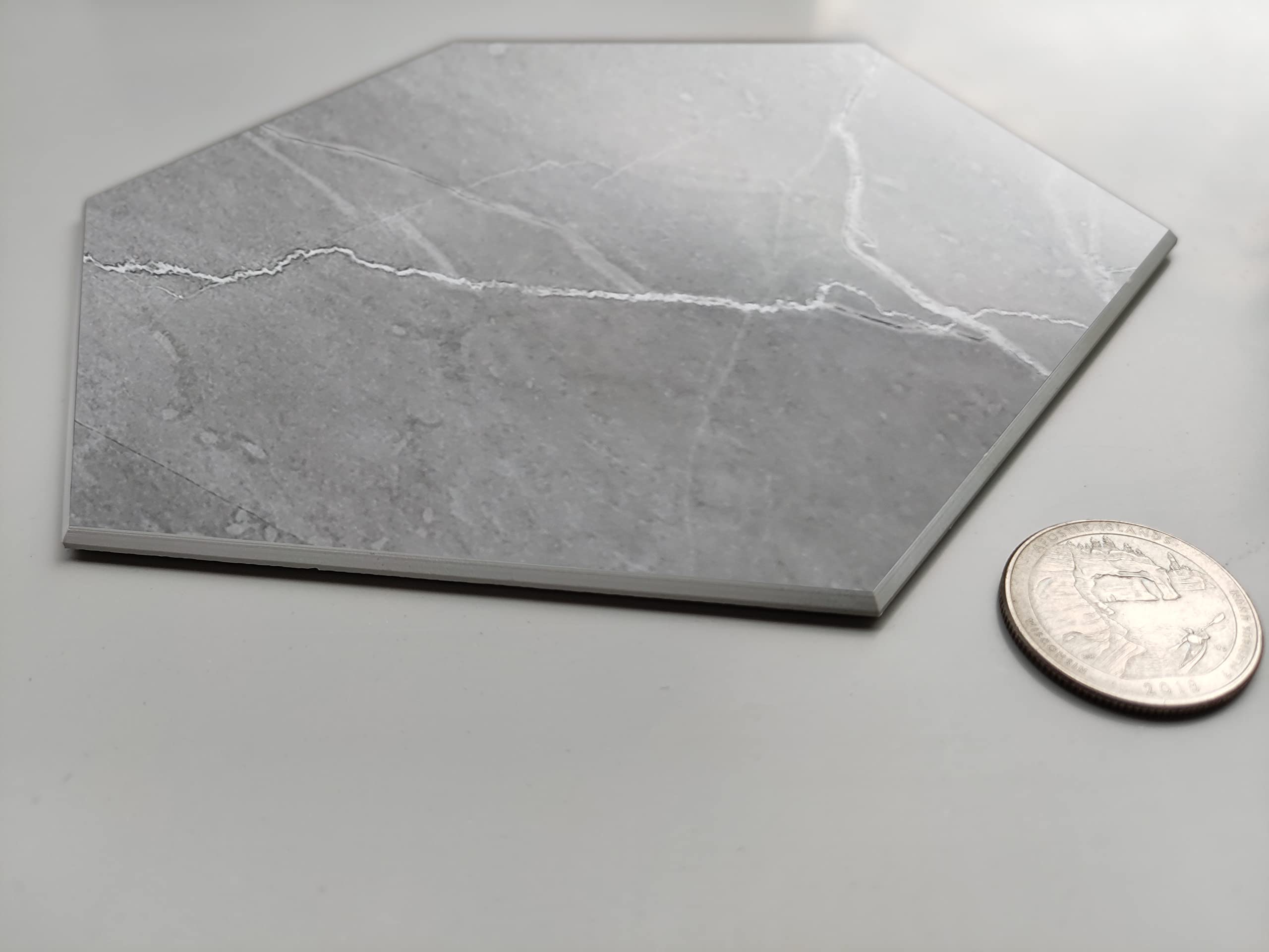 Avant Decor | Stone Composite Hexagon Stone Texture | Peel and Stick Kitchen Backsplash Tiles | Stick On Wall Tiles | Easy DIY Installation | 6β x 6.9β | Single Tile