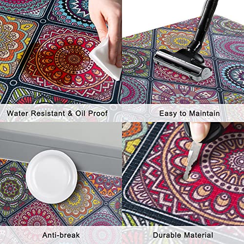 QiyI Anti Fatigue Kitchen Mat 1 Piece Boho Kitchen Rug Waterproof Oil Proof Runner Rug Floral Medallion Laundry Comfort Standing Mat Cushioned Area Doormat 17" W x 29" L - Ethnic Traditional Pattern