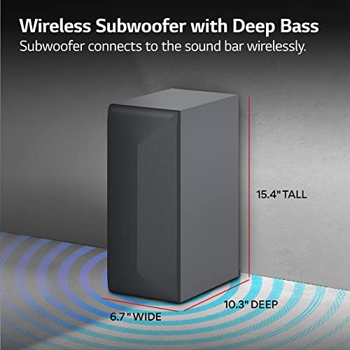 LG Sound Bar and Wireless Subwoofer S40Q - 2.1 Channel, 300 Watts Output, Home Theater Audio Black