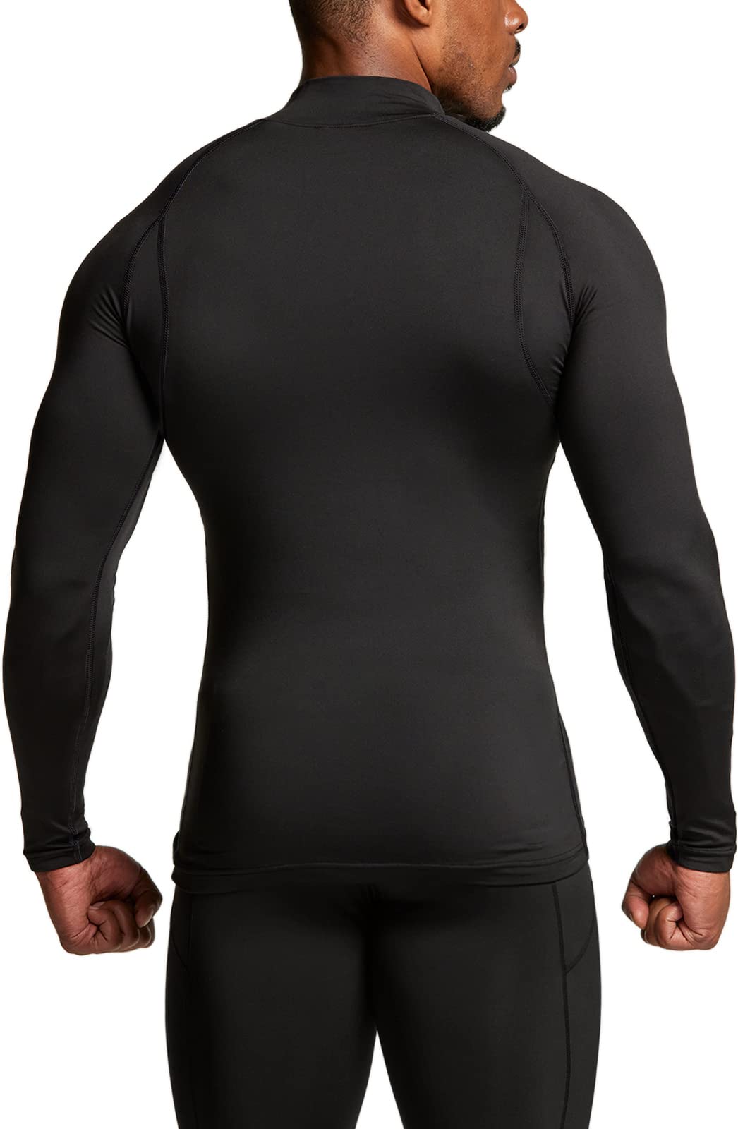 ATHLIO Men's Thermal Long Sleeve Compression Shirts, Turtle/Mock Winter Sports Base Layer, Active Running Shirt, Active Shirts 3pack Black/Black/Black, Medium