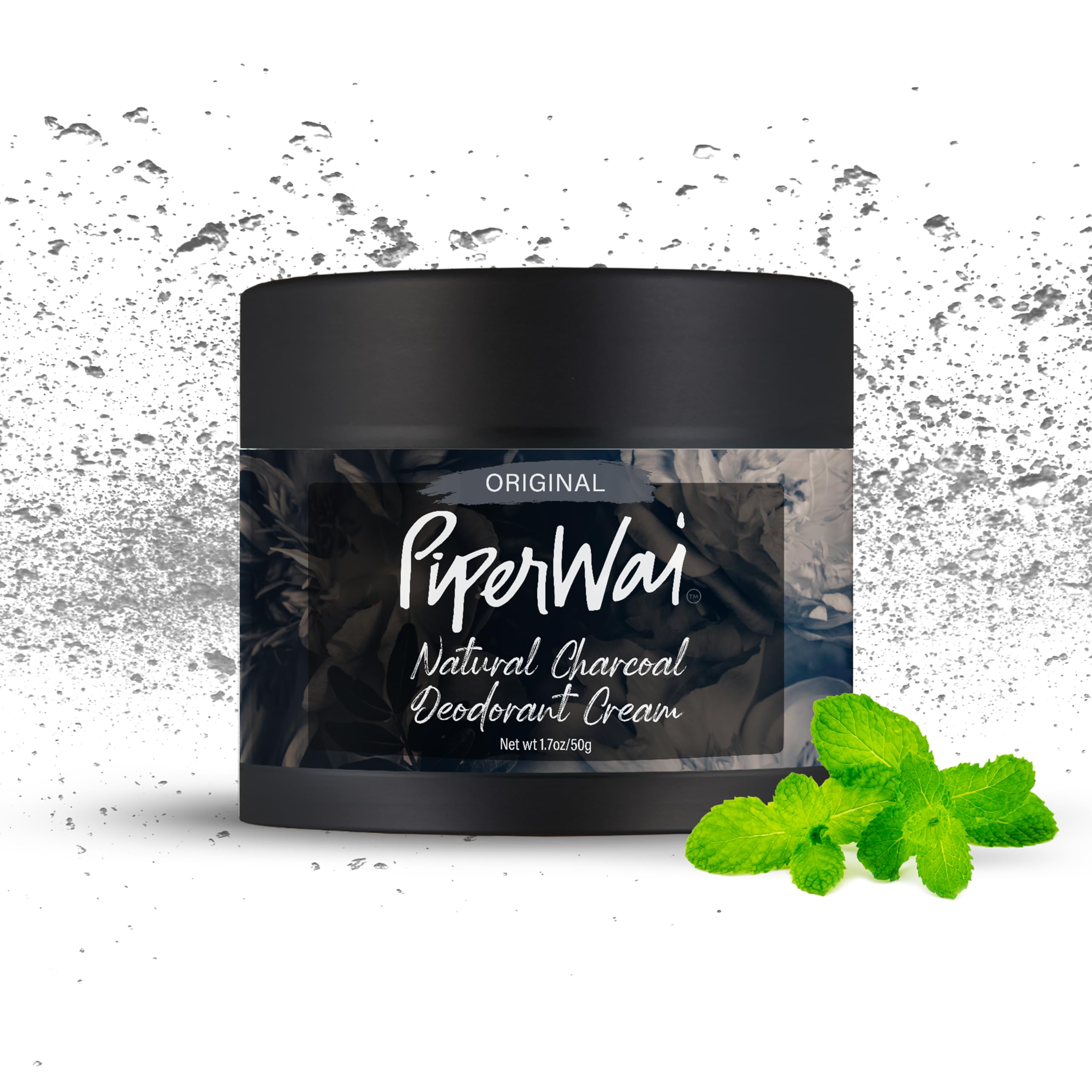 PiperWai Natural Deodorant w/Activated Charcoal | Odor Protection, Vegan, Aluminum Free, Shark Tank Product for Women & Men | Great for Travel, & Gifts | 50g Scented Single Jar