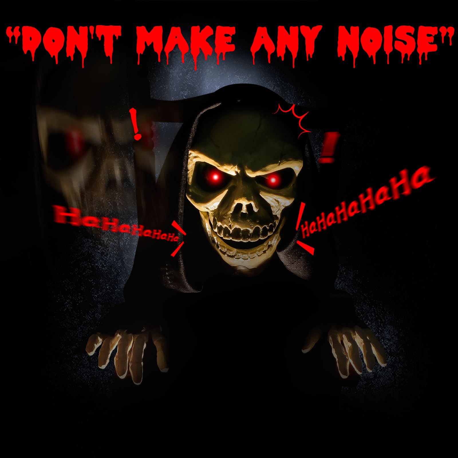 YIGORN Screaming Animated Halloween Decorations, Halloween Decor Prop with Motion Sensor, Cary Skeletons Sitting in Rocking Chairs Decorate Haunted Houses, Rocking Chair Grim Reaper