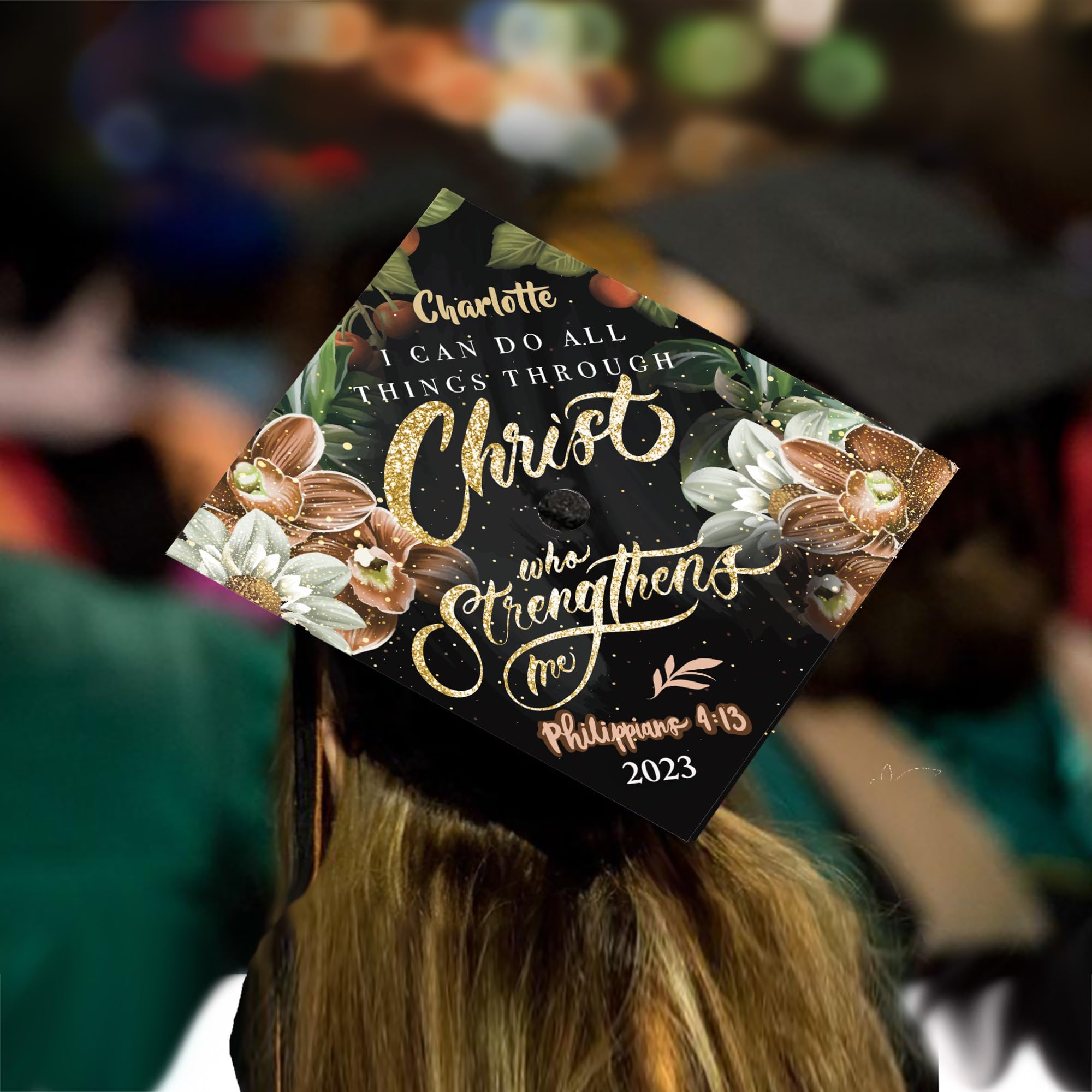 Once Upon A Time Personalized Graduation Cap Topper 2024 Graduation Gift Graduation Cap Decorations Handmade, I can do all things through Christ strengthen me.