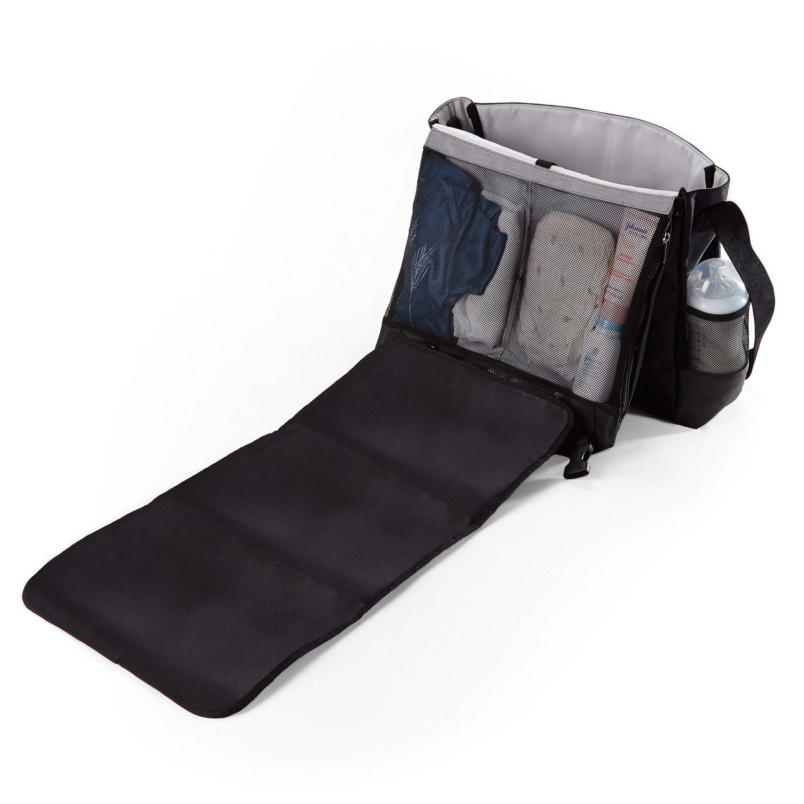 Skip Hop Baby All-in-One Swift Changing Station Messenger Diaper Bag, Heather Grey