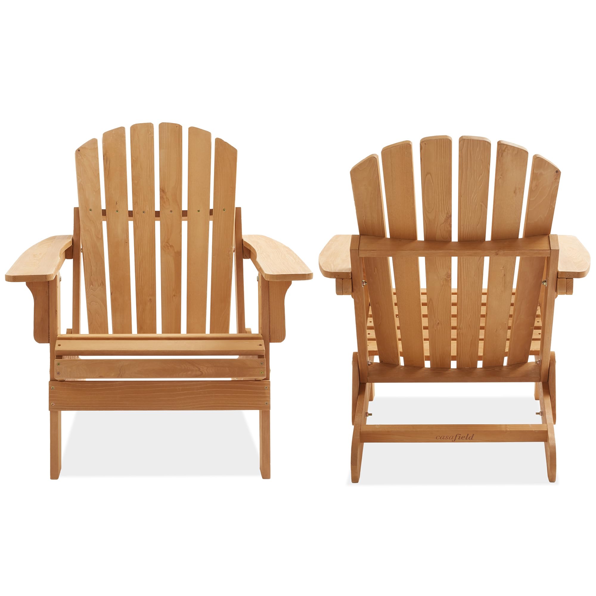Casafield Oversized Folding Adirondack Chair, Set of 4 Cedar Wood Outdoor Fire Pit Lounge Chairs for Patio, Deck, Yard, Lawn and Garden Seating, Partially Pre-Assembled - Espresso