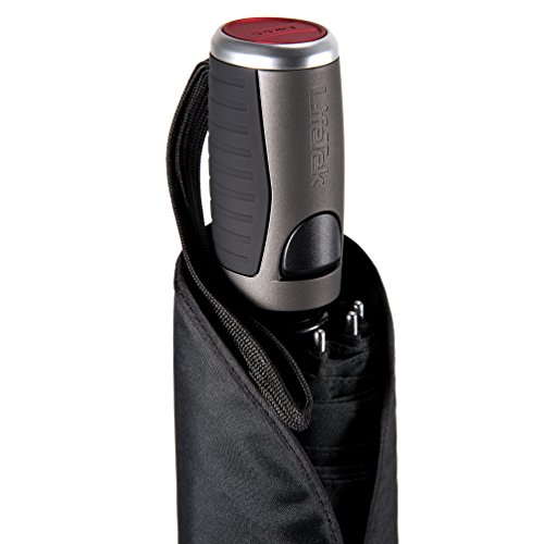 LifeTek Windproof Travel Umbrella - Compact, Automatic, Wind Resistant, Strong and Portable - Small Folding Backpack Umbrella for Rain Perfect for Men and Women - FX2 45 inch Black