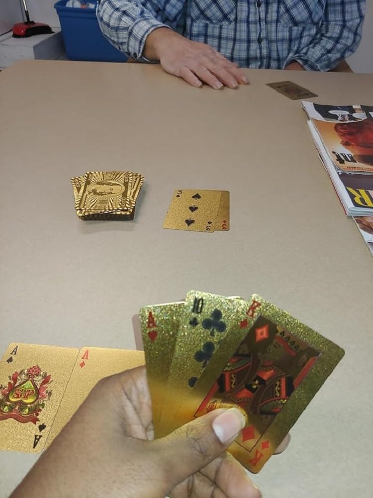 Gold Plated Playing Cards Poker with Wooden Gift Box Case Make Your Magic Tricks More Luxurious & Creative for Family & Friend