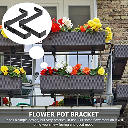 Happyyami 2Pcs Adjustable Railing Hook Balcony Window Planter Box Hanging Planters for Patio Rail Planters Bird Feeder Hangers for Outside Wrought Iron Fence