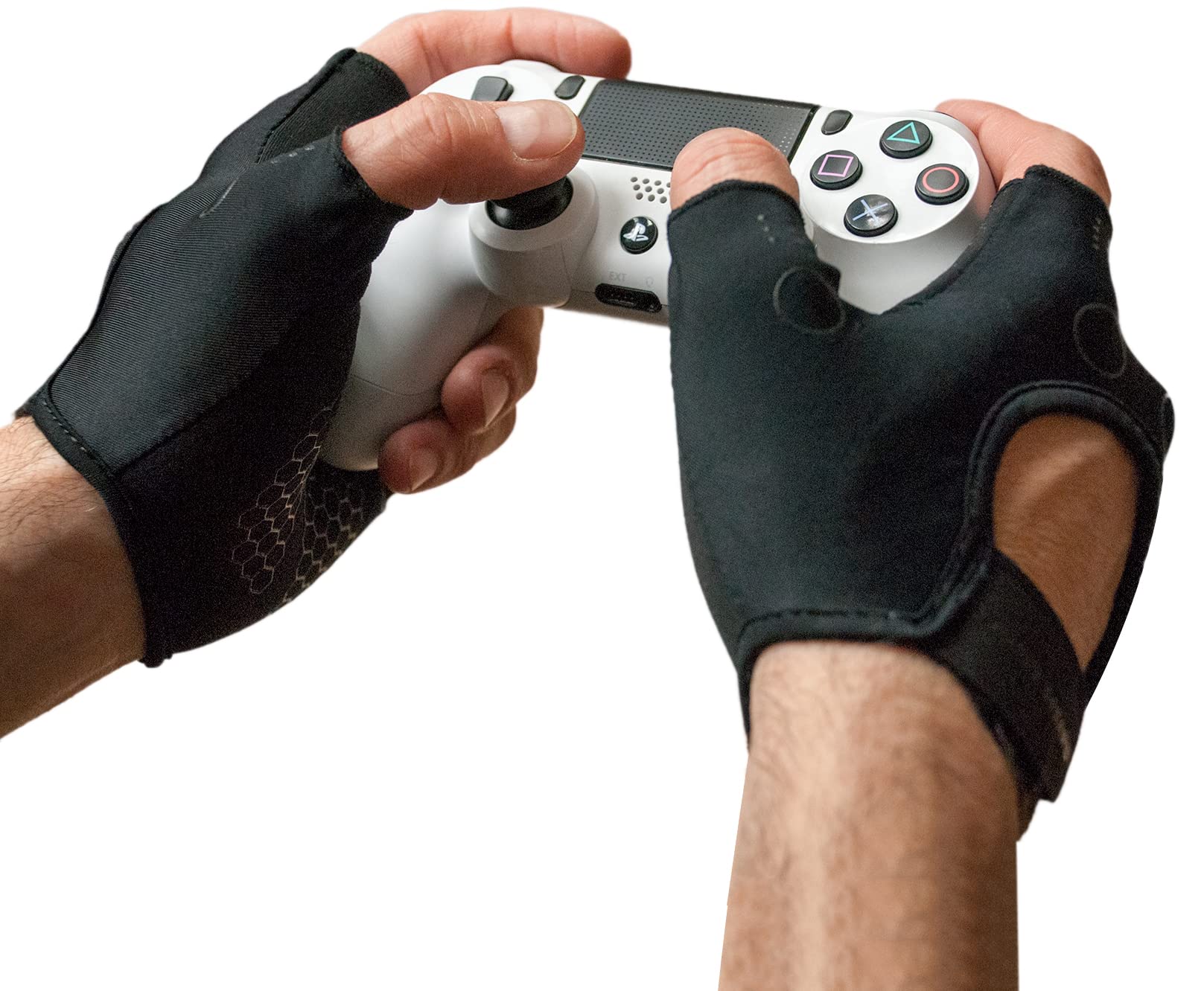 Foamy Lizard Gaming Grip Gloves Hexotech Pro Gamer Anti-Sweat Fingerless Tactical Gloves for Controller Grip for Xbox Series X, PlayStation 5 Dualsense (Pair of Gloves) SM