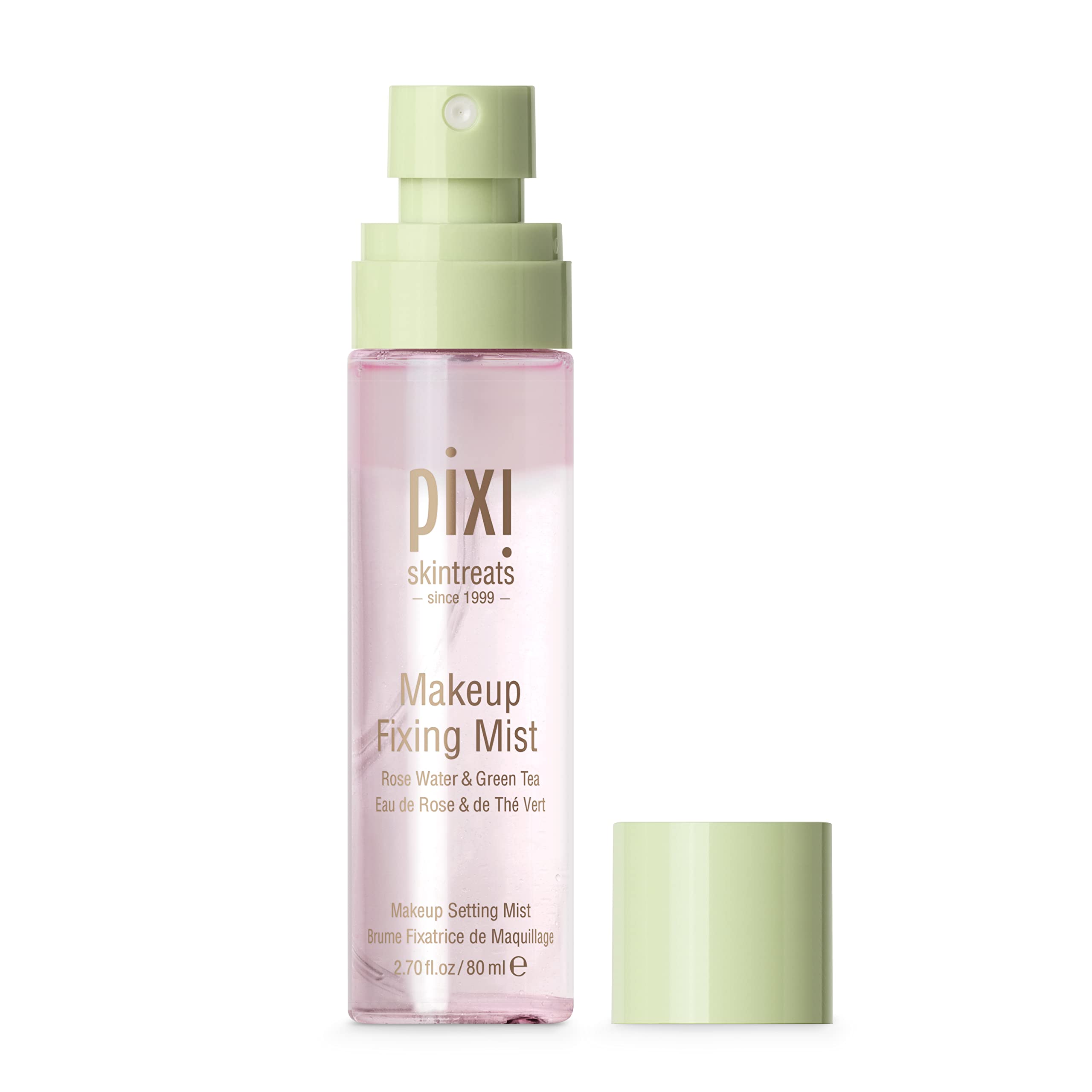 Pixi Beauty Makeup Fixing Mist 80ml, All Over Setting Spray For Longer Wearing Makeup, Rose Water and Green Tea Infused, 2.69 Fl Oz
