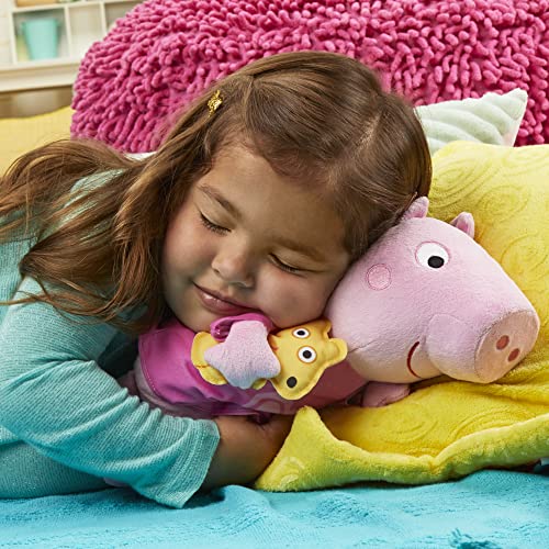 Peppa Pig Peppa’s Bedtime Lullabies Singing Plush Doll, 11 Inch Interactive Stuffed Animal, Preschool Toys for 18 Month Year Old Girls and Boys and Up, with Teddy Bear Accessory
