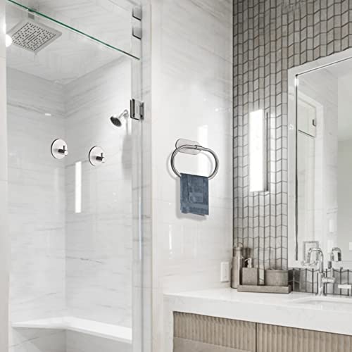 HouseAid 5-Piece Self Adhesive Towel Holder Set for Bathroom, Adhesive Bathroom Hardware Accessories Including Towel Ring, Toilet Paper Holder, 18β Towel Bar and 2 Towel Hooks, Brushed Nickel
