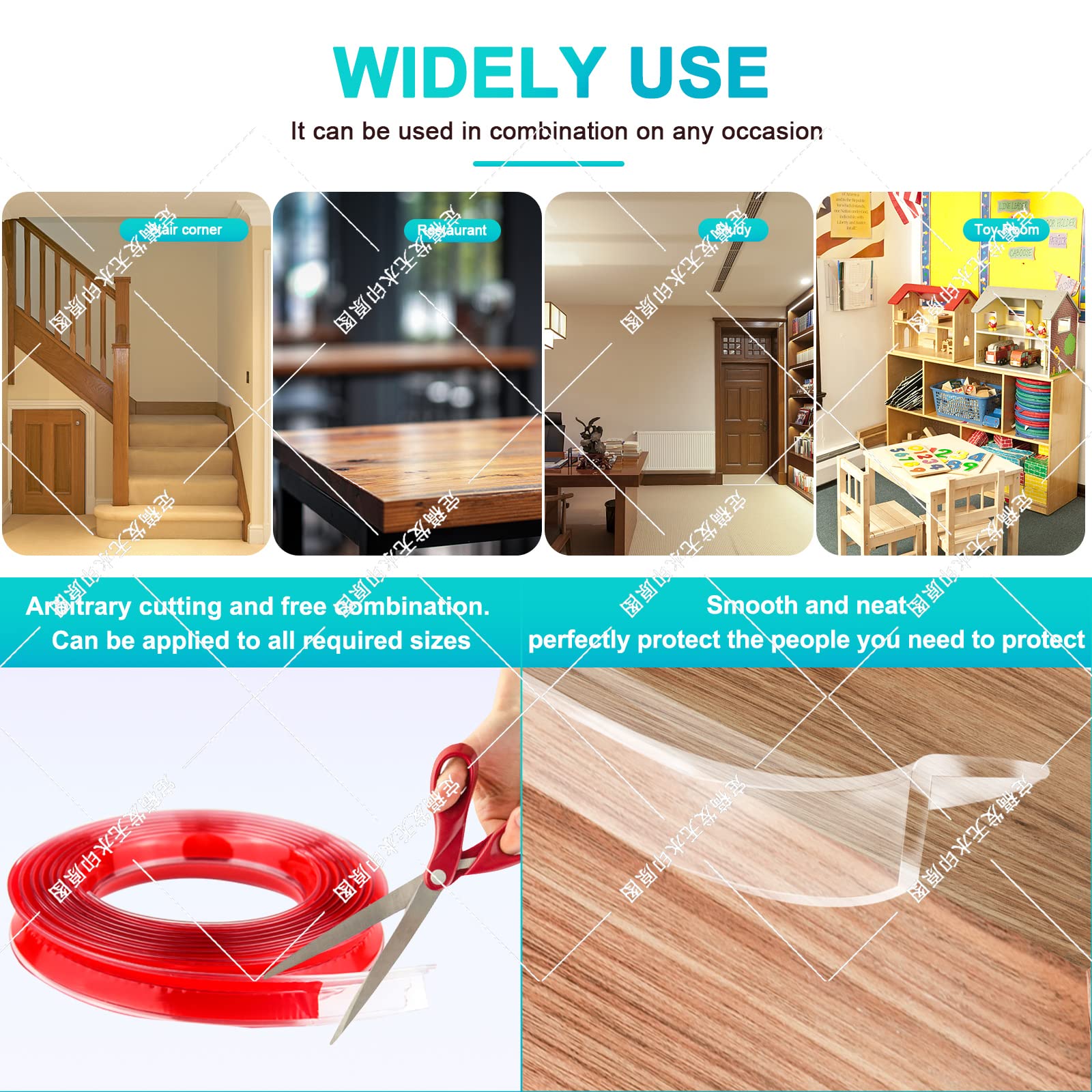 Corner Protector Baby Proofing Edge Strip Clear Silicone Soft Protectors with Upgraded Pre Taped Strong Adhesive for Tables Cabinets Drawers, 0.6×0.6 inch width 6.6 ft length, (FZT-1)