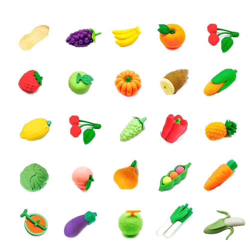 Joanna Reid Collectible Set of Adorable Puzzle Erasers for Kids Value Pack - No Duplicates - Puzzle Toys Best for Party Favors-Treasure Box Items for Classroom (Vegetable & Fruit)