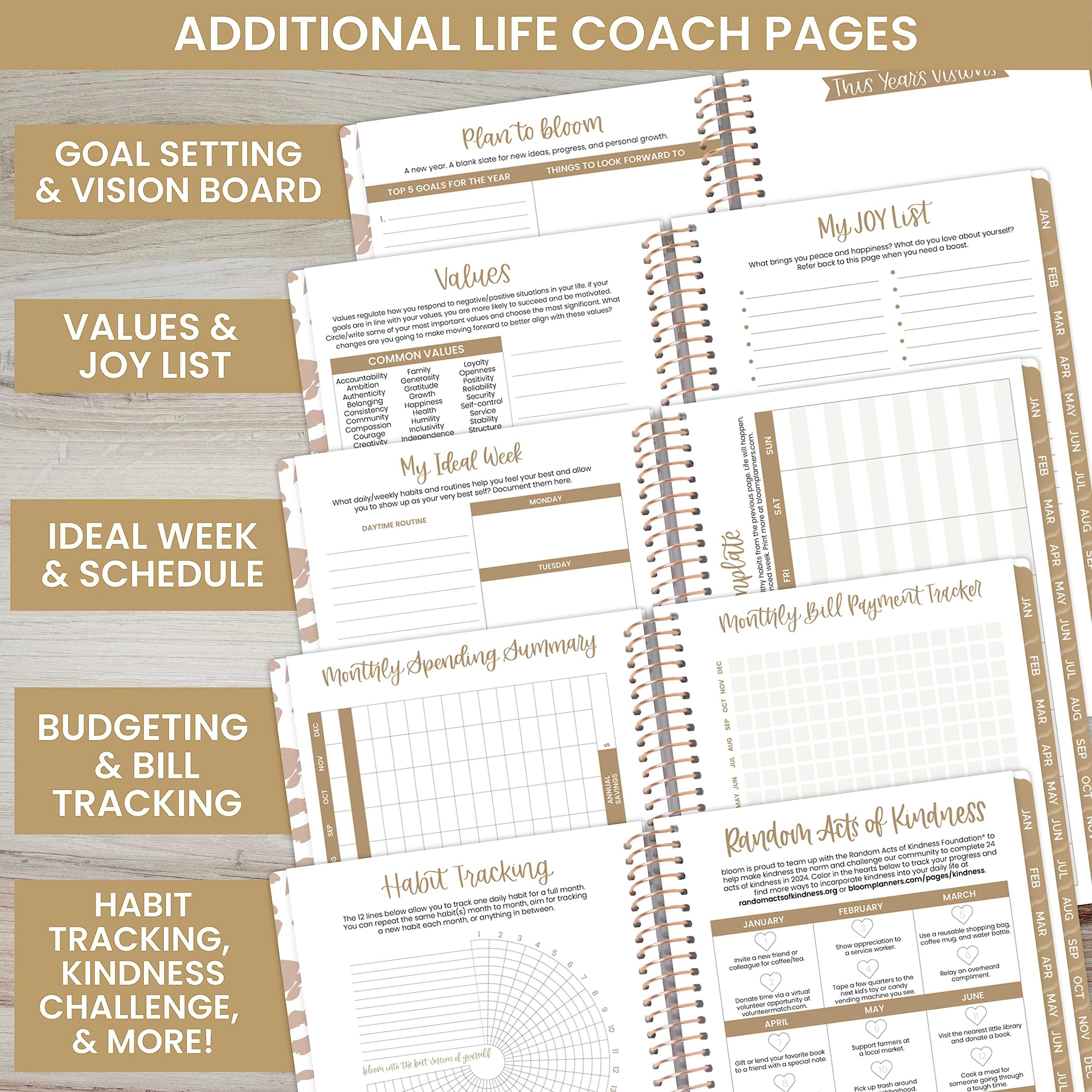 bloom daily planners 2024 Calendar Year Day Planner (January 2024 - December 2024) - 5.5” x 8.25” - Weekly/Monthly Agenda Organizer Book with Stickers & Bookmark - Tan Leopard