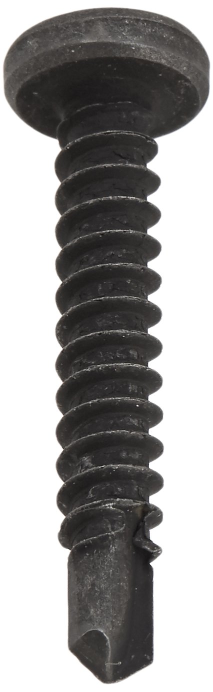 Small Parts 0816KQPB Steel Self-Drilling Screw, Black Oxide Finish, Pan Head, Square Drive, #2 Drill Point, #8-18 Thread Size, 1" Length (Pack of 100)