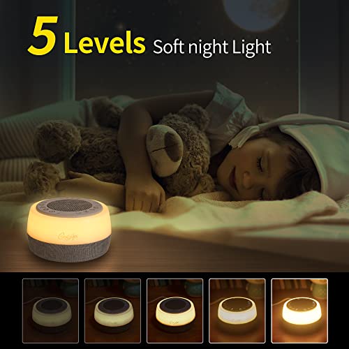 Sound Machine & Night Light & Bluetooth Speaker 3-in-1,CoocAni Rechargeable 6 Light Colors White Noise Machine with 20 Soothing Sound and Memory Function, Timer for Baby Kids Adults(Update)