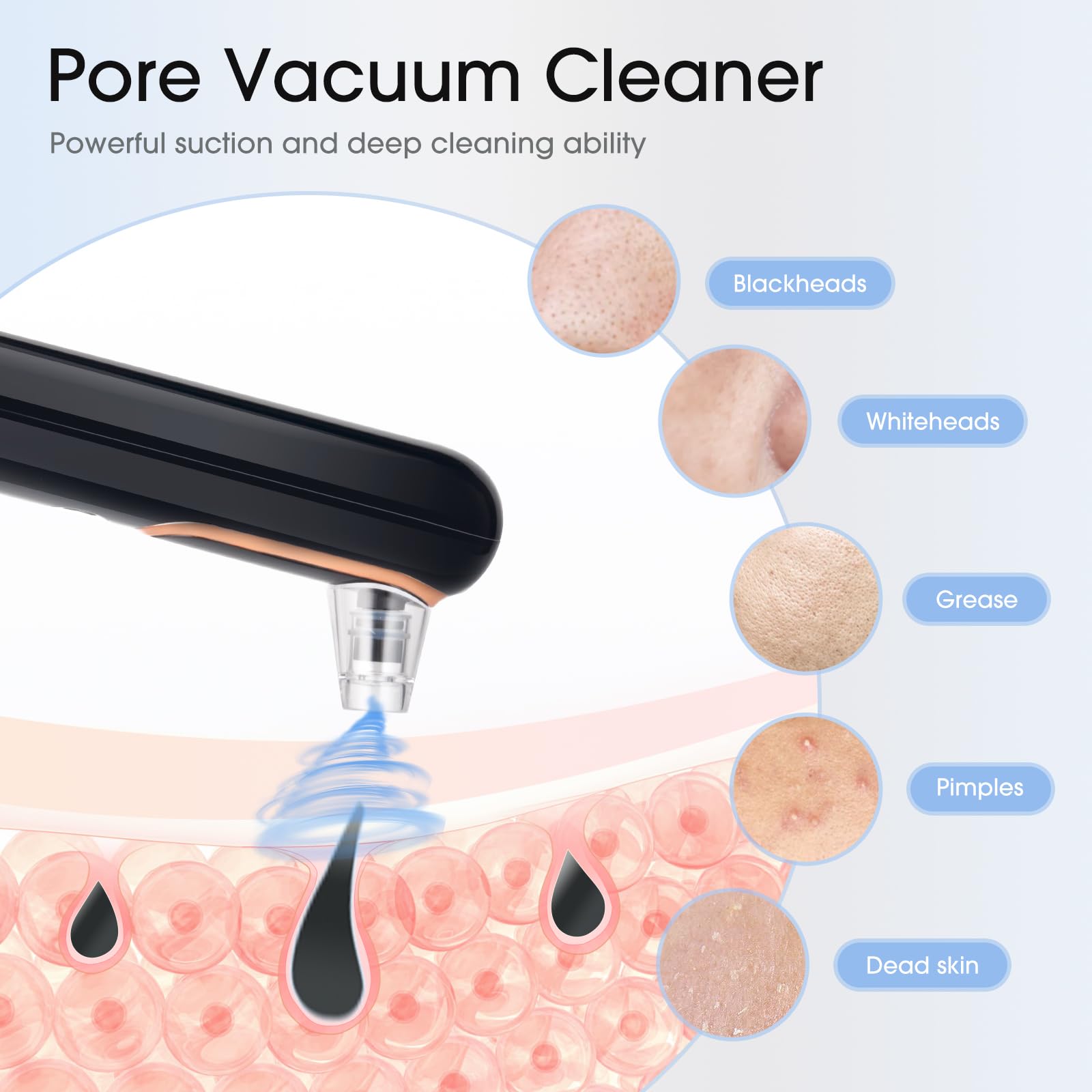 Blackhead Remover Vacuum Yccu Professional Pimple Popper Tool Pore Vacuum Black Head Remover for Face USB Rechargeable Blackhead Extractor for Removing Blackhead Whitehead Acne